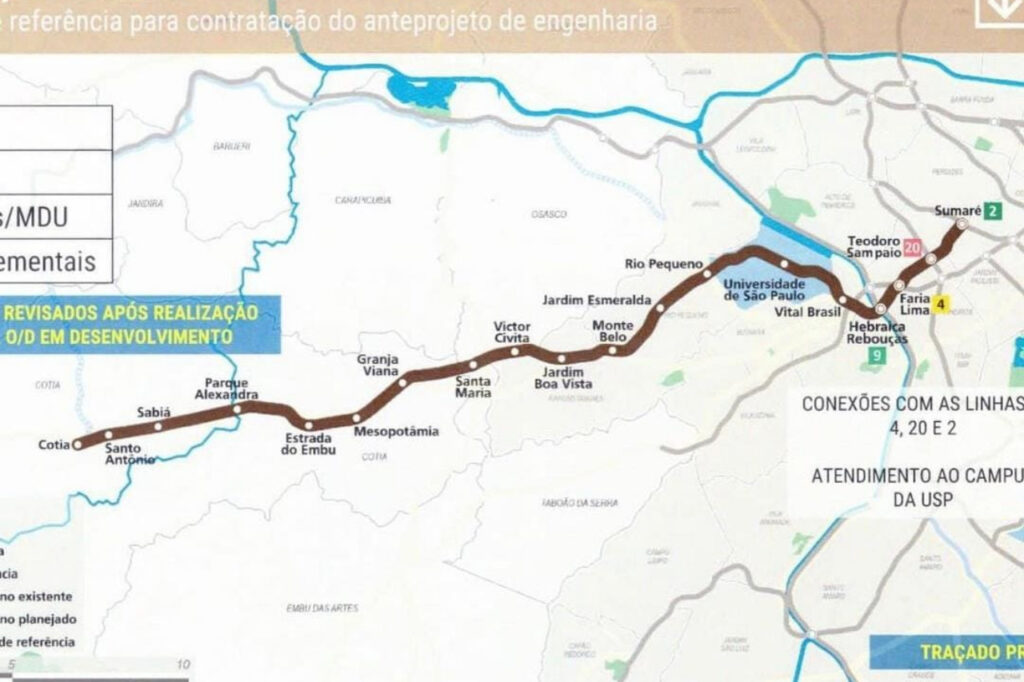 Projeto da linha 22-Marrom do metrô avança e prevê estação em Cotia ...